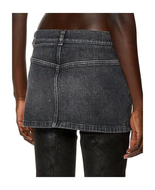 DIESEL® Logo Detailed Cut-out Denim Skirt