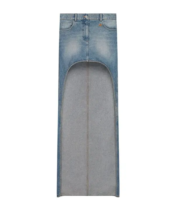 COURREGES Courrèges Denim Maxi Skirt With Cutout Detail