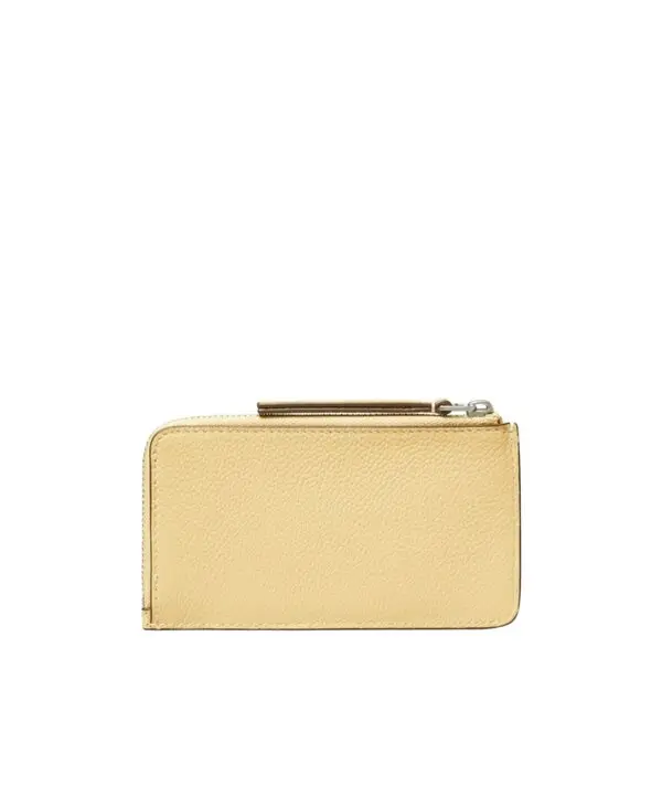 Tory Burch Robinson Pebbled Top-zip Card Case - Nude