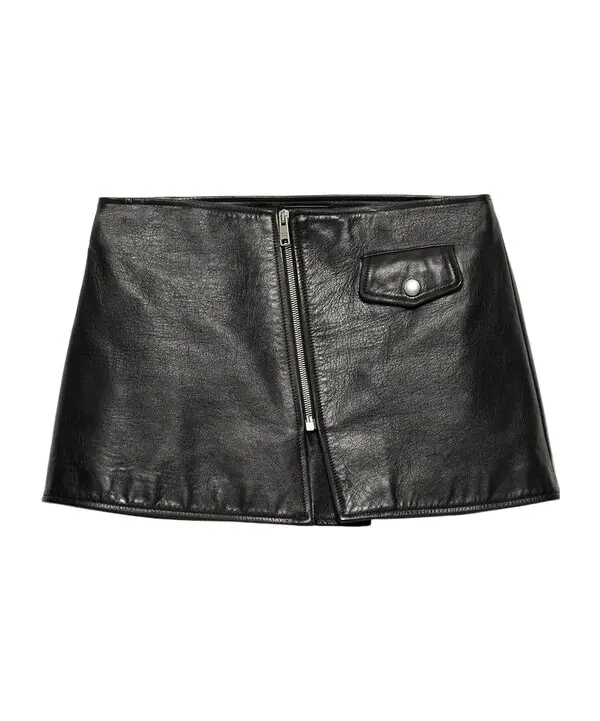 Prada Zip-up Leather Mini Skirt