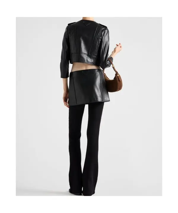 Prada Zip-up Leather Mini Skirt