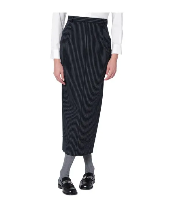 Thom Browne Pinstriped Pencil Midi Skirt