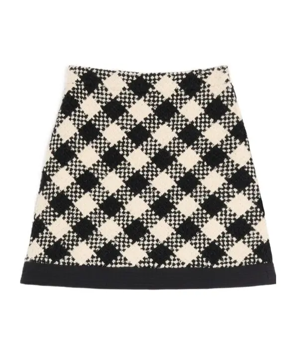 Valentino Garavani Damier Tweed Mini Skirt With Crepe Couture Trim