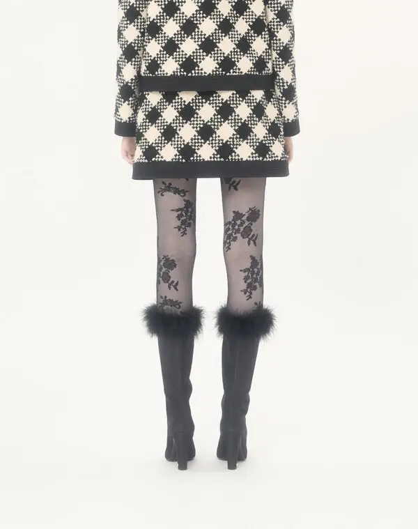 Valentino Garavani Damier Tweed Mini Skirt With Crepe Couture Trim