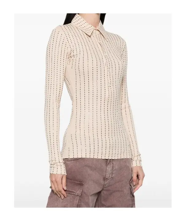 Attico Embellished Long-sleeve Polo Shirt