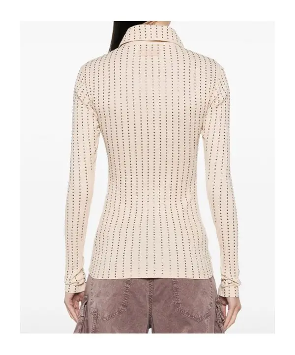 Attico Embellished Long-sleeve Polo Shirt