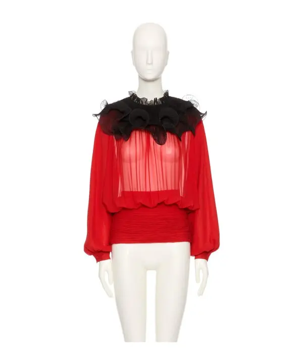 Valentino Garavani Light Georgette Top With Draped Shoulders
