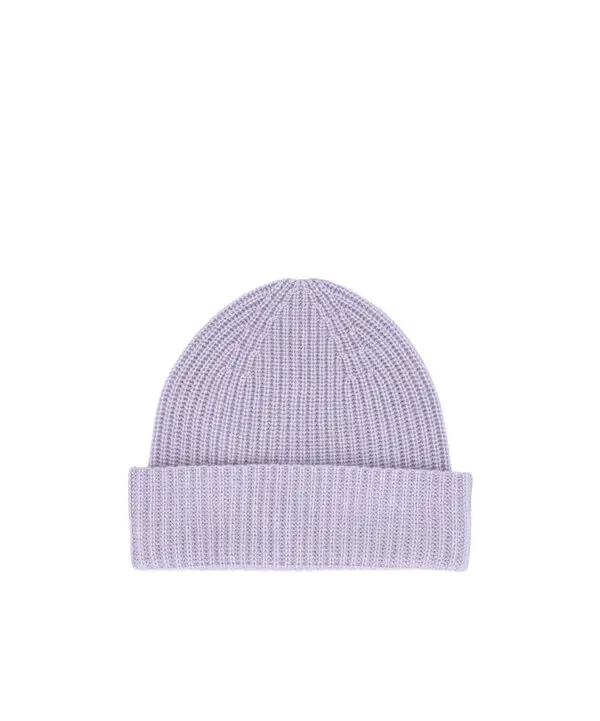 Loro Piana Ribbed Turn-up Beanie Hat - Purple