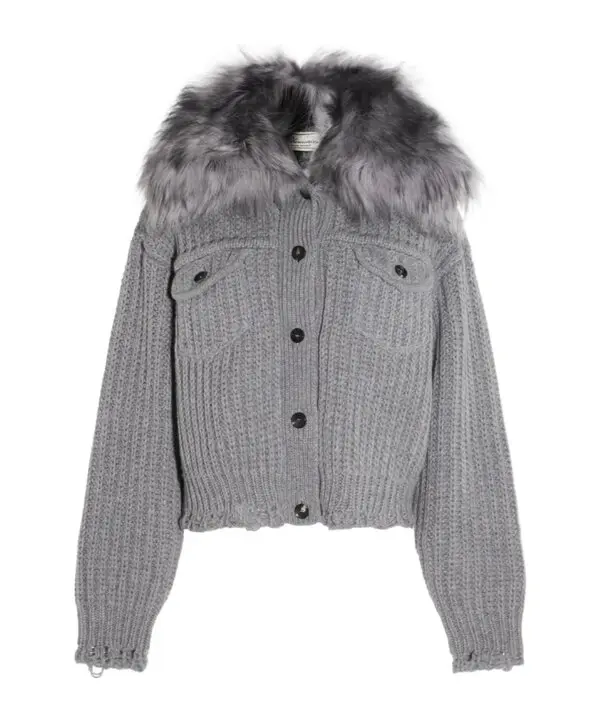 Blumarine Fur Insert Knit Cardigan