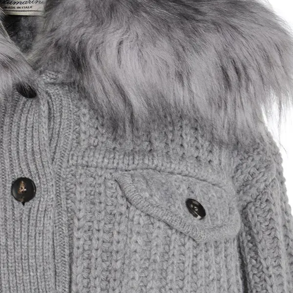 Blumarine Fur Insert Knit Cardigan