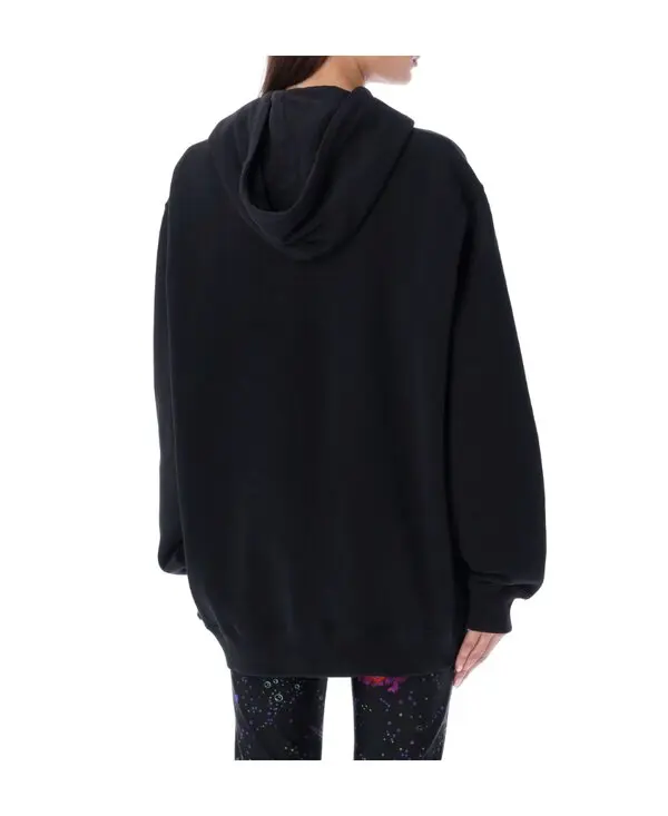 MSGM Graphic Print Drawstring Hoodie - Black
