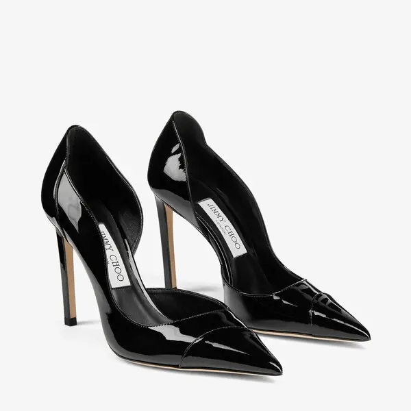 JIMMY CHOO Brigitte Patent Leather D'orsay Heeled Pumps - Black