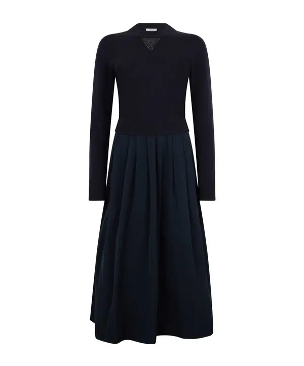 Peserico Pleated Long Sleeve Dress