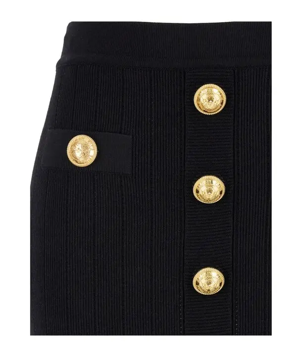 Balmain Button Detailed High-rise Mini Skirt - Black