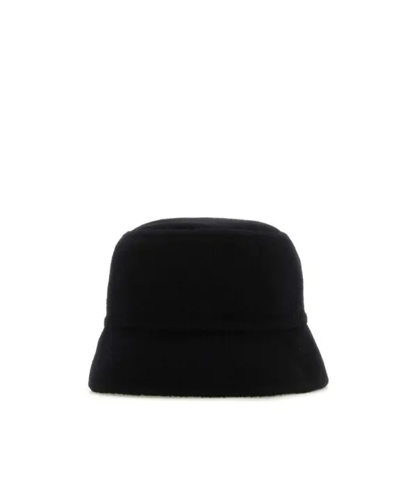 Prada Cashmere Bucket Hat With Logo Patch - Midnight Blue