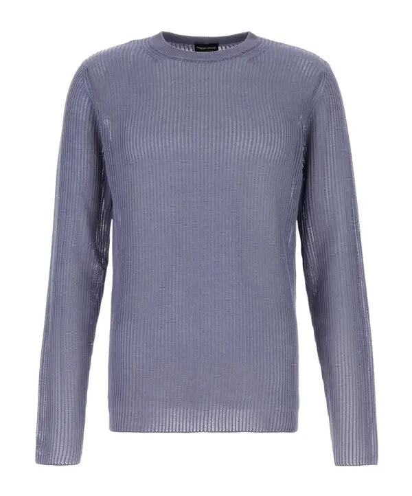 Giorgio Armani Costa Ribbed Knitted Sweater - Purple