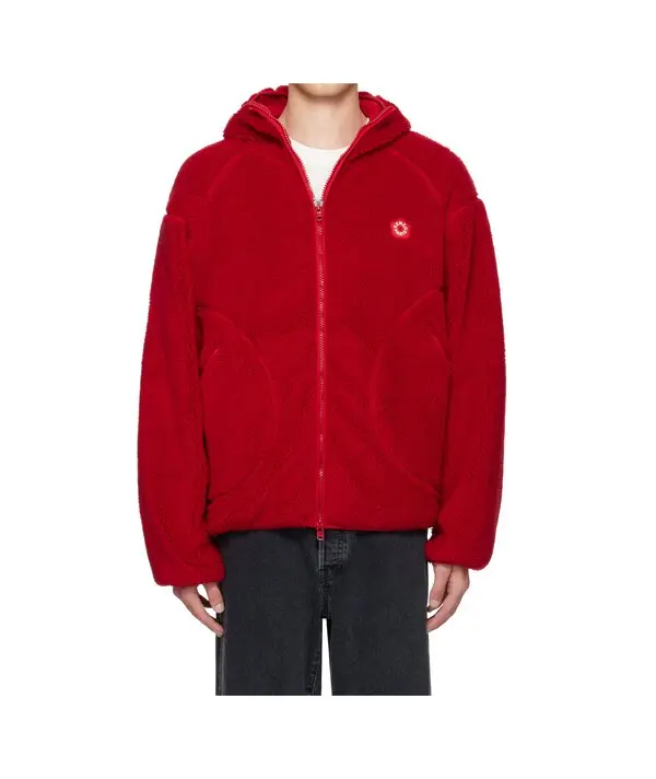 Kenzo Long Sleeve Hooded Zip-up Jacket - Red