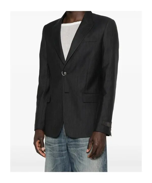 MAISON MARGIELA Pinstripe Single-breasted Blazer - Black