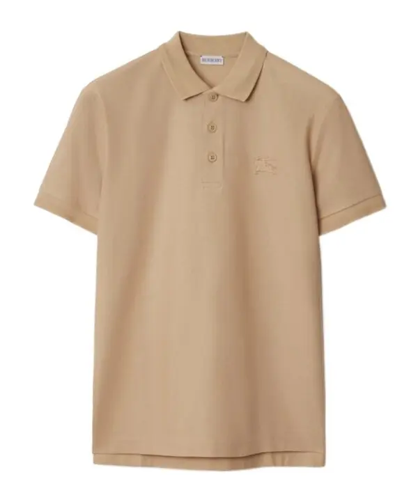 Burberry Logo Embroidered Short Sleeved Polo Shirt - Soft Tan