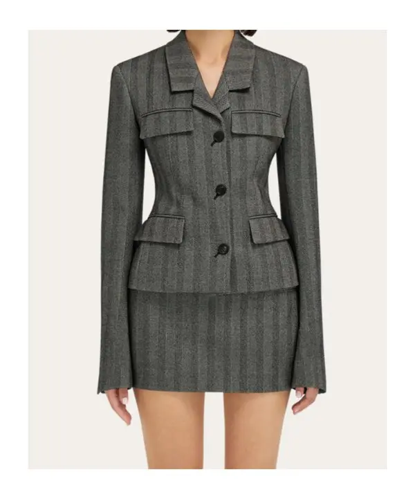 FERRAGAMO Single-breasted Blazer - Black/sand