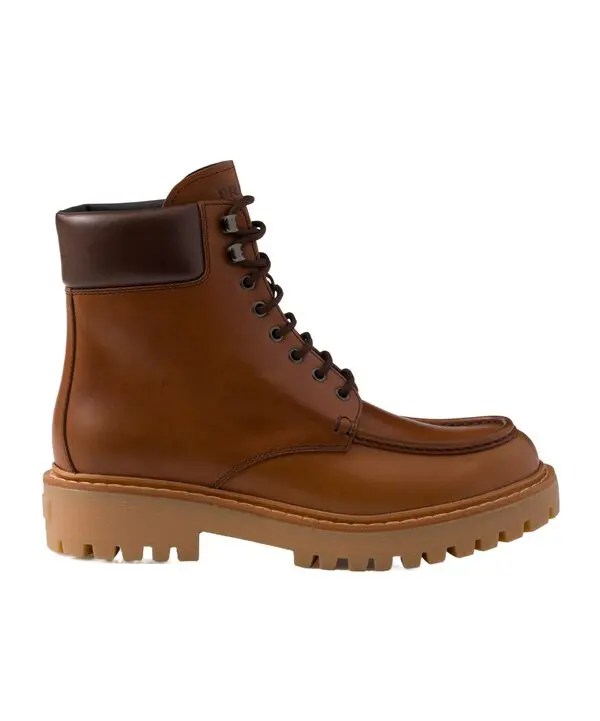 Prada Round Toe Lace Up Boots