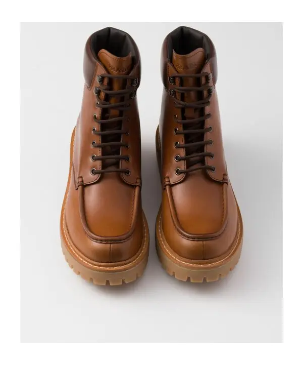 Prada Round Toe Lace Up Boots