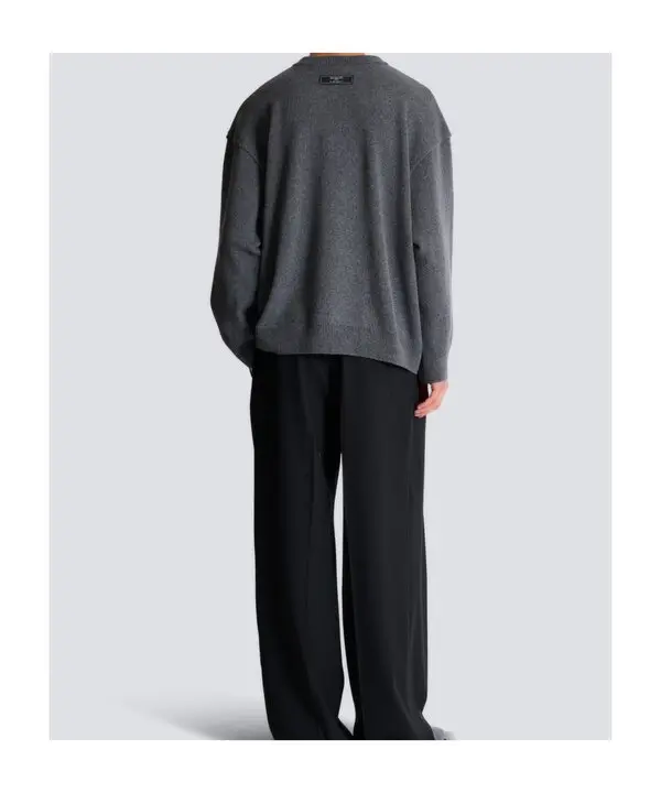 Balmain Logo Patch Crewneck Knit Sweater
