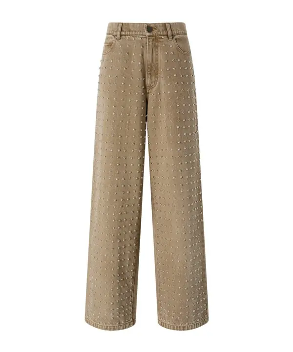 Pinko Five Pockets Studded Jeans - Brown