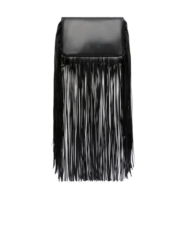Max Mara Sportmax Soffy Fringes Logo Debossed Pouch - Black