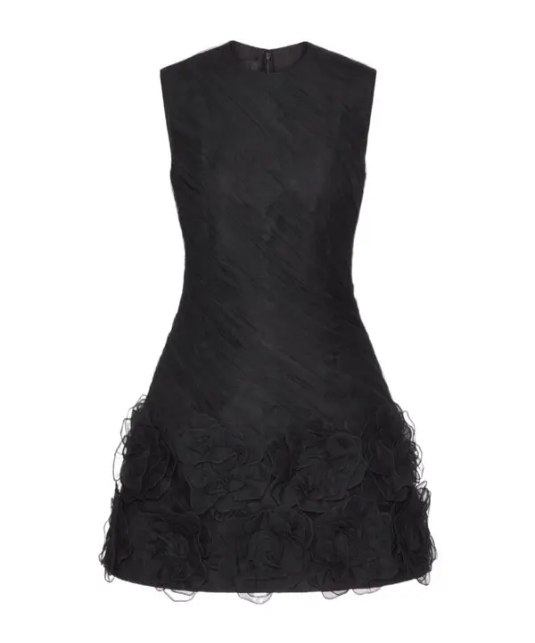 Valentino Garavani Sleeveless Dress With Ruffle Embellishments - Black