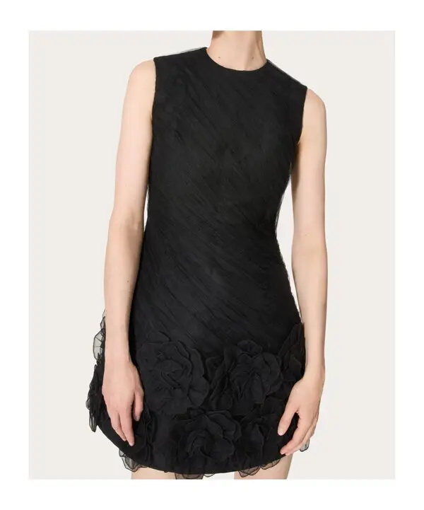 Valentino Garavani Sleeveless Dress With Ruffle Embellishments - Black