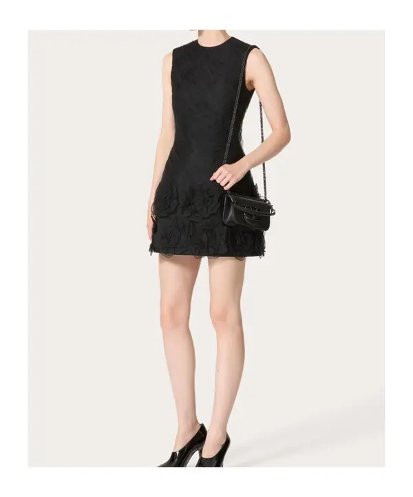 Valentino Garavani Sleeveless Dress With Ruffle Embellishments - Black