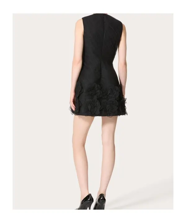 Valentino Garavani Sleeveless Dress With Ruffle Embellishments - Black