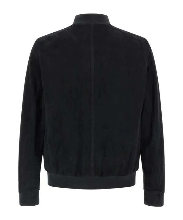 MOORER Carlos Suede Bomber Jacket - Black