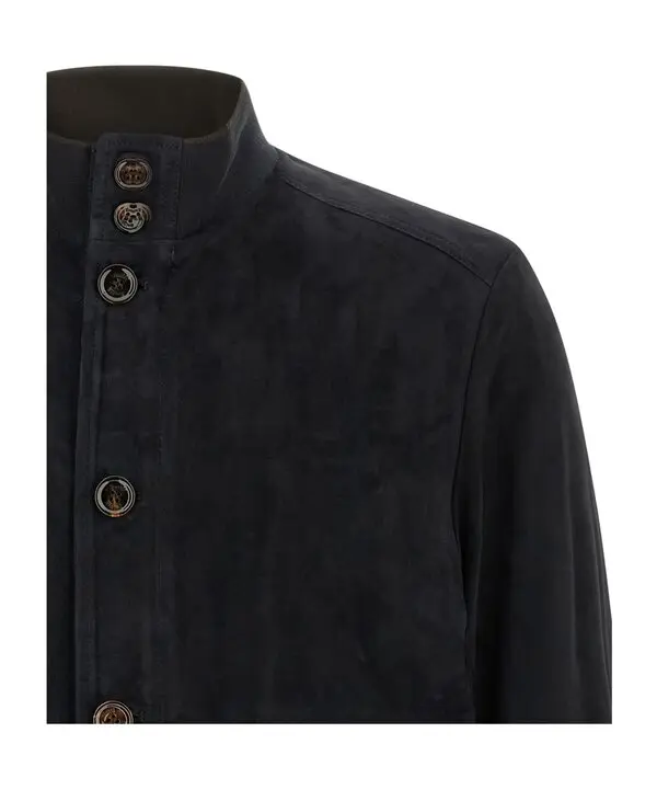 MOORER Carlos Suede Bomber Jacket - Black
