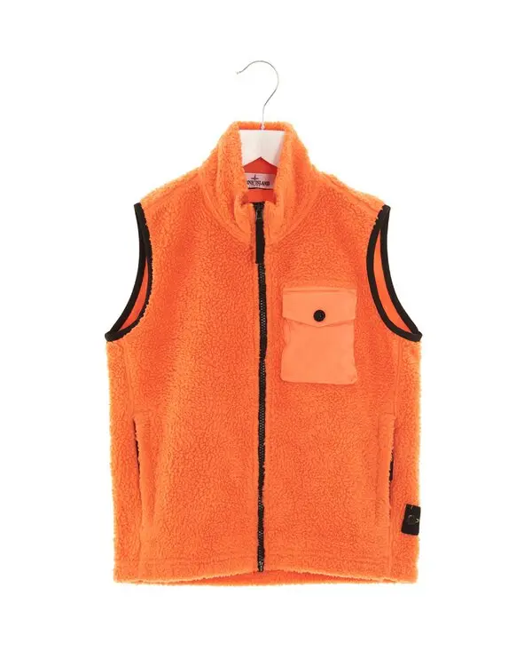 Stone Island Fleece-texture Zipped-up Gilet - Orange