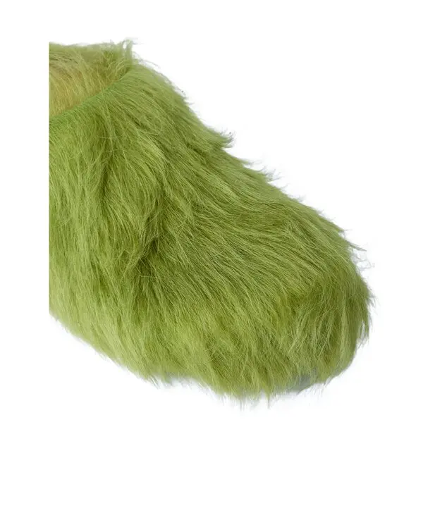 Marni Fussbett Round Toe Slip-on Mules In Brushed Leather Fur - Green