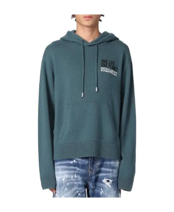 Dsquared2 Logo Embroidered Knitted Hoodie