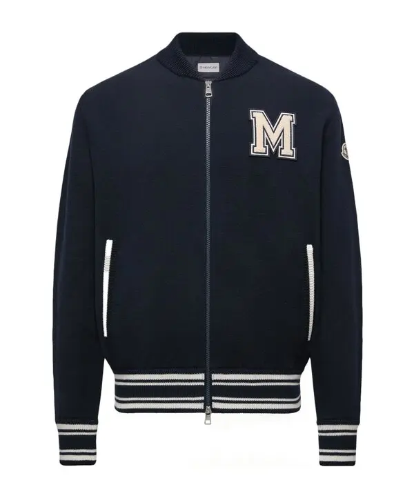 Moncler Logo Patch Bomber Jacket - Blue