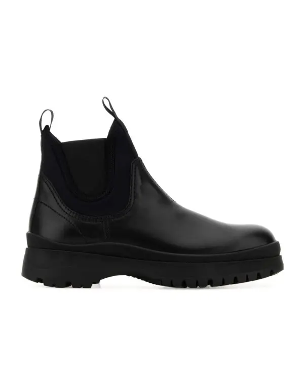 Prada Leather And Stretch Fabric Brixxen Boots