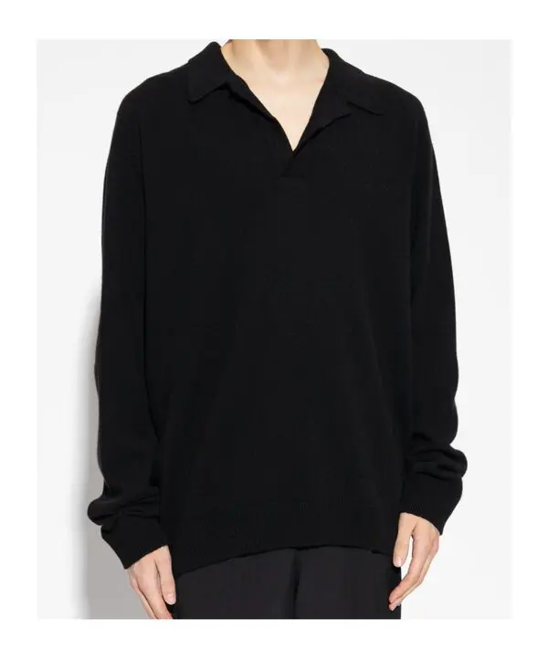 Balmain Collared Knit Long-sleeve Sweater - Black