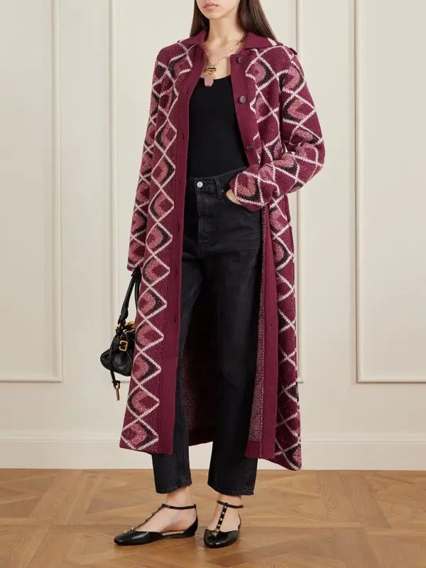 La DoubleJ Jacquard Long Knit Cardigan