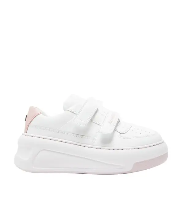Acne Studios Platform Sneakers With Velcro Closure - Optical White/pink