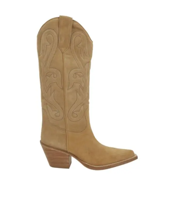 Paris Texas Graphic Embroidery Western Boots - Brown