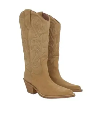 Paris Texas Graphic Embroidery Western Boots - Brown