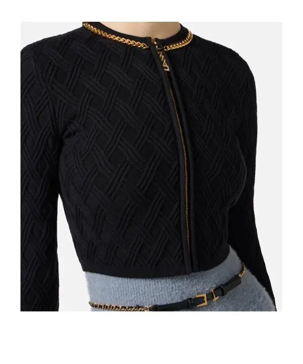 Elisabetta Franchi Chain Detailed Knit Cardigan