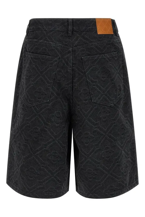 Casablanca Laser Monogram Denim Bermuda Shorts - Black