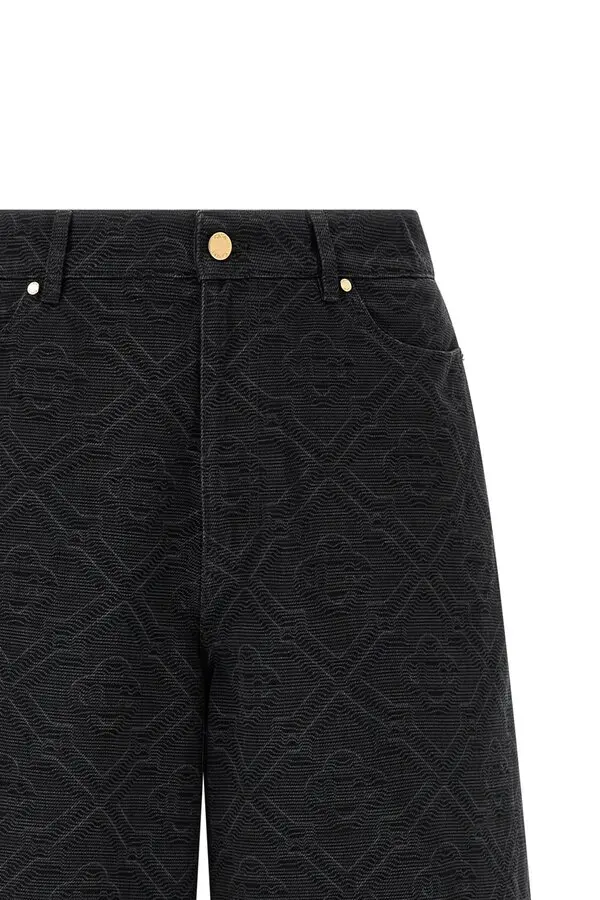 Casablanca Laser Monogram Denim Bermuda Shorts - Black