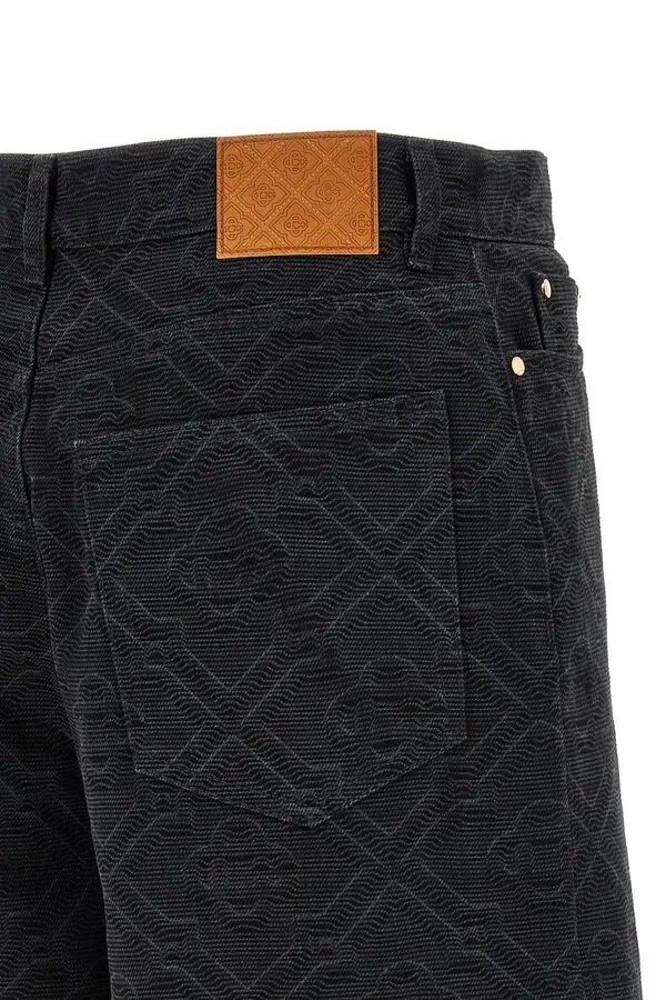 Casablanca Laser Monogram Denim Bermuda Shorts - Black