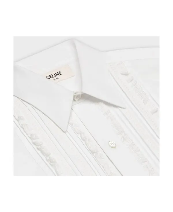 Celine Button-up Shirt With Lace Detail - White